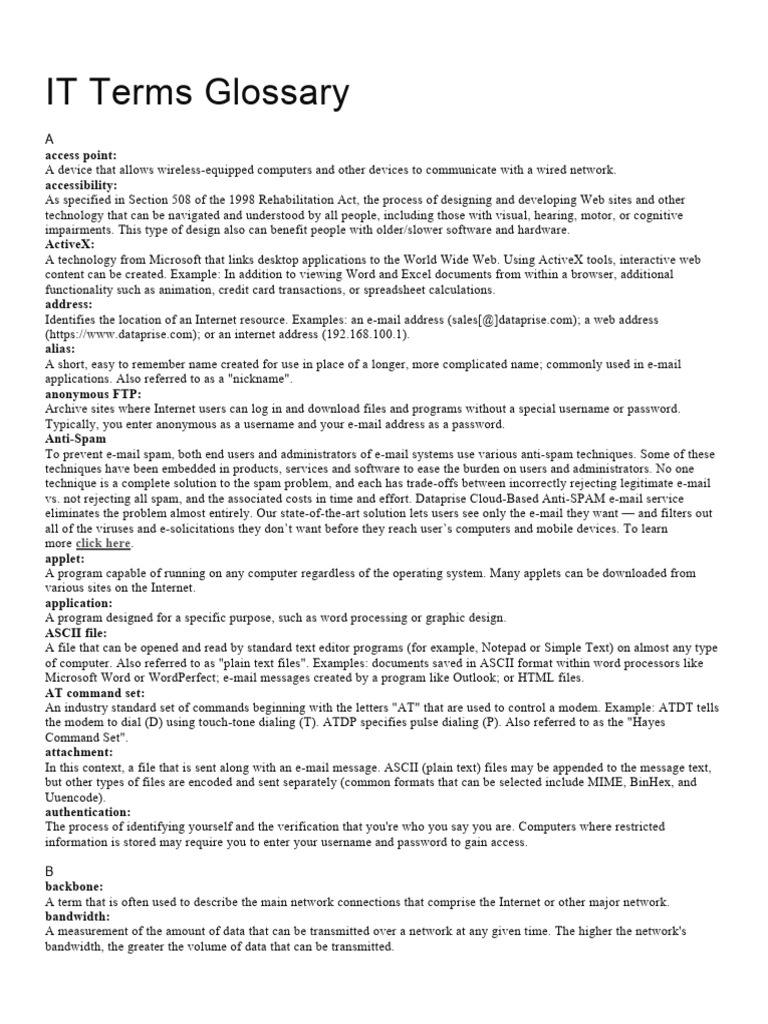 IT Terms Glossary Year 4 | PDF | World Wide Web | Internet & Web