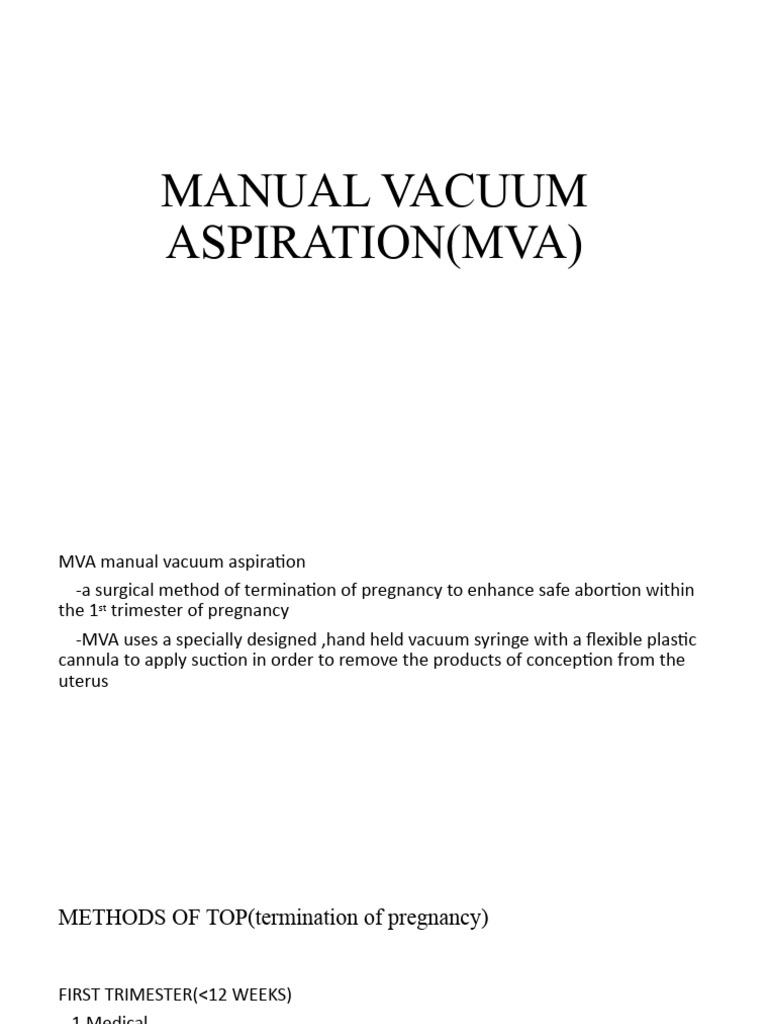 Manual Vacuum Aspiration (Mva) | PDF