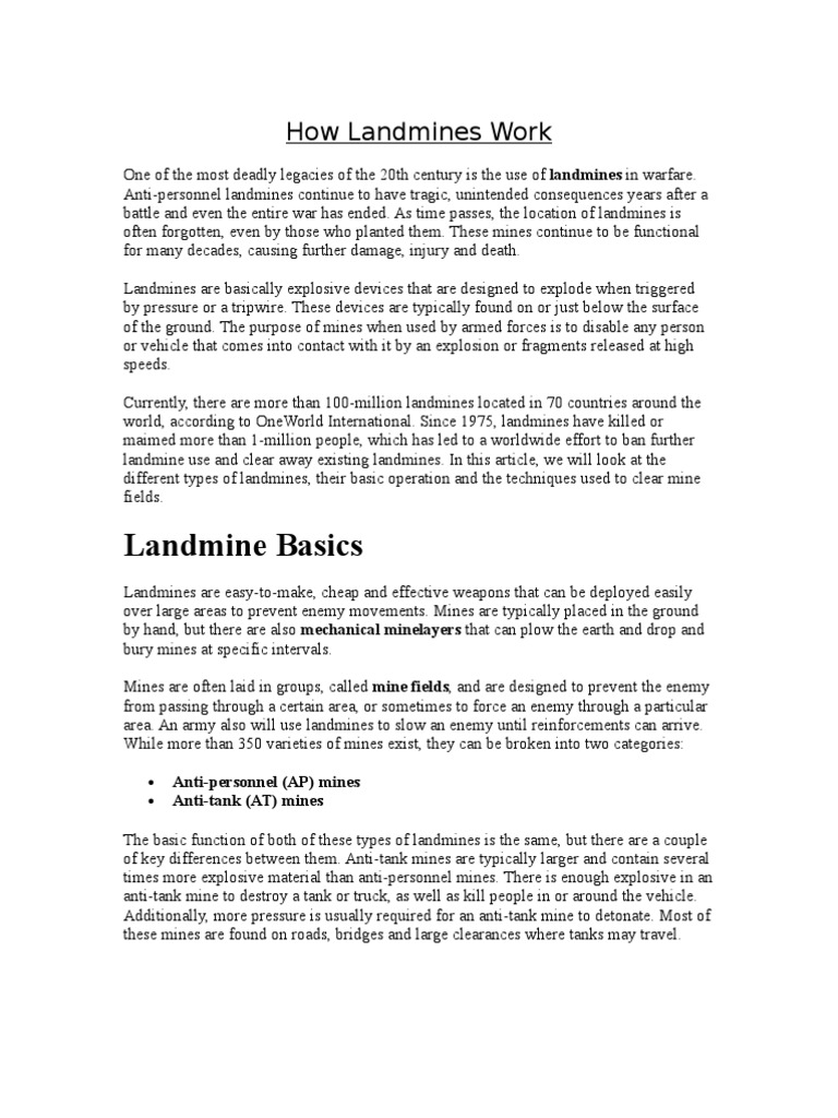 Understanding Landmine Mechanisms | PDF