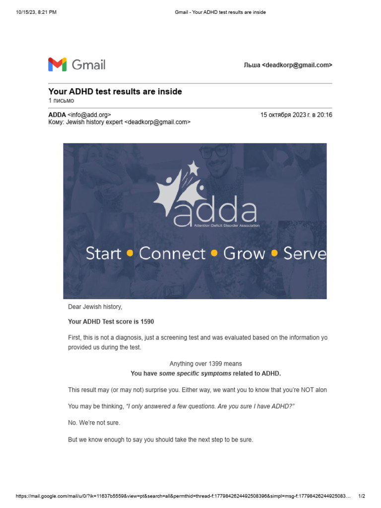 ADHD Test Results and Next Steps | PDF | Attention Deficit ...