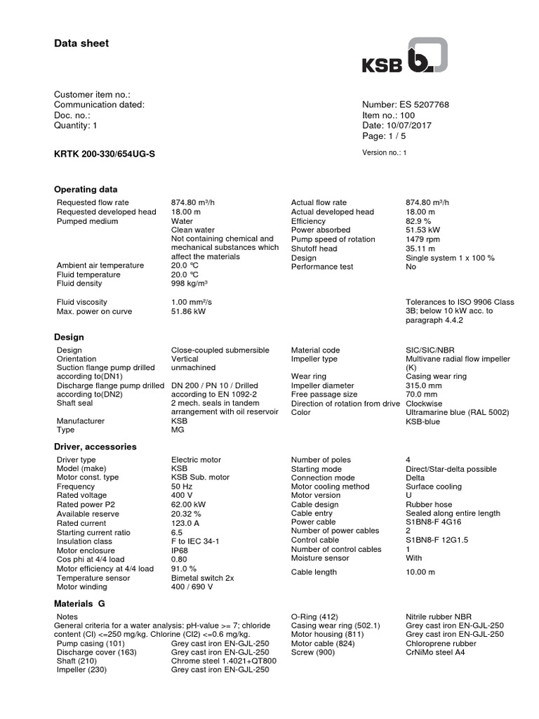 Data Sheet | PDF | Pump | Mechanical Engineering