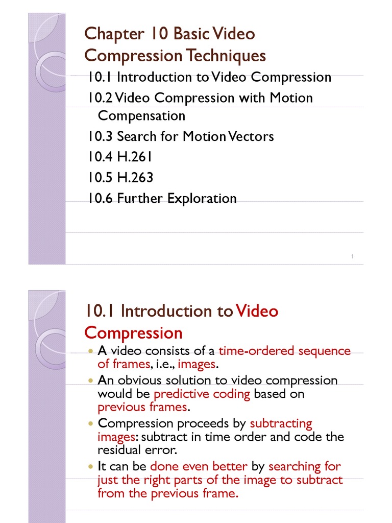 Unit VII MM Chap10 Basic Video Compression Techniques | PDF | Data ...