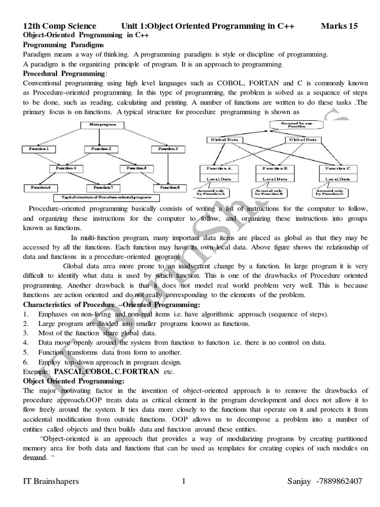 Computer Science 12TH | PDF | Computer Programming | Object Oriented Programming