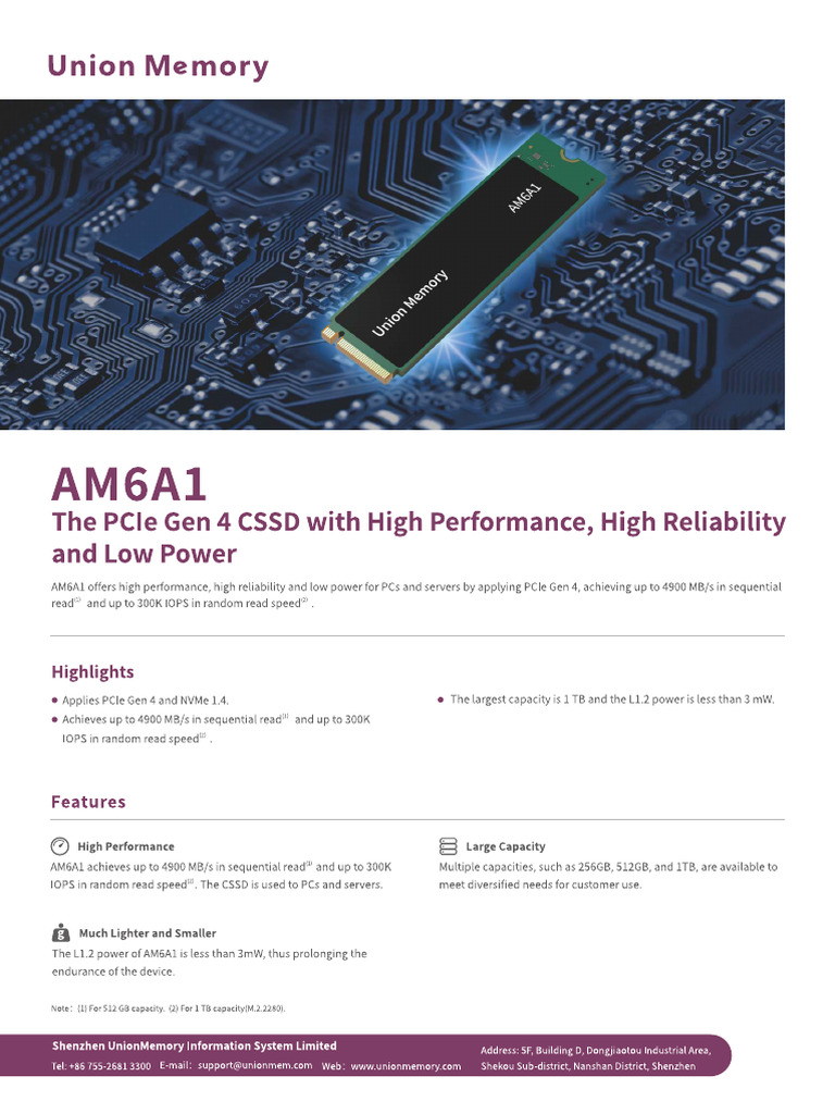 Union Memory AM6A1 Datasheet V2.4 | PDF