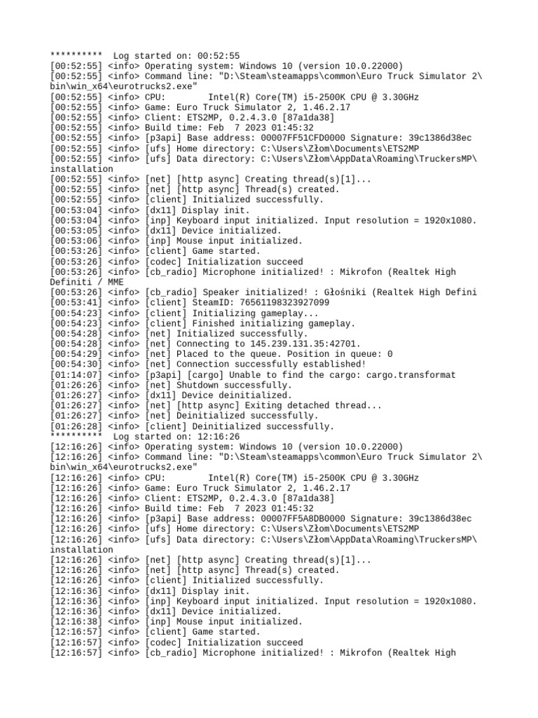Client 2023 02 14 Log | PDF | Input/Output | Operating System