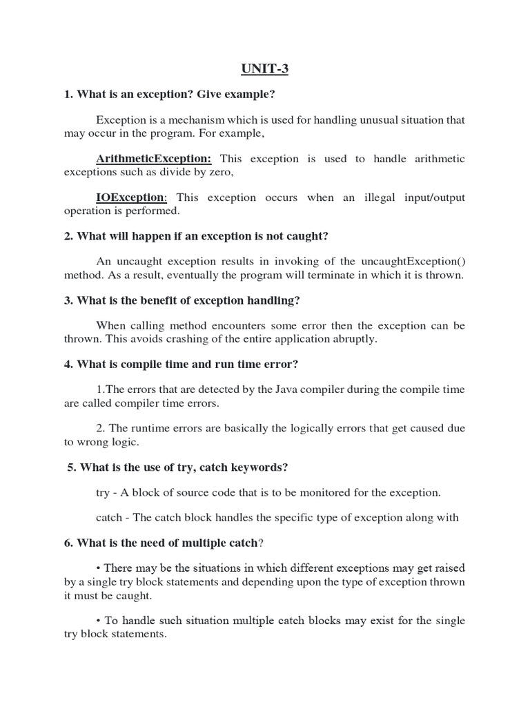 OOPS UNIT 3 Two Marks | PDF | Thread (Computing) | Process (Computing) OOPS UNIT 3 Two Marks | PDF | Thread (Computing) | Process (Computing)