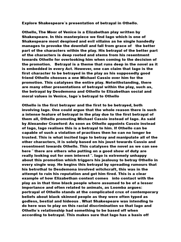 Betrayal in Othello | PDF | Iago | Othello