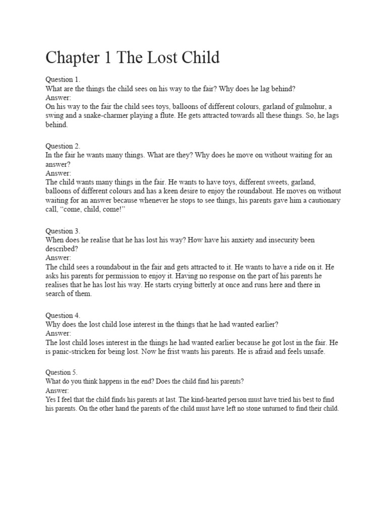Chapter 1 The Lost Child | PDF