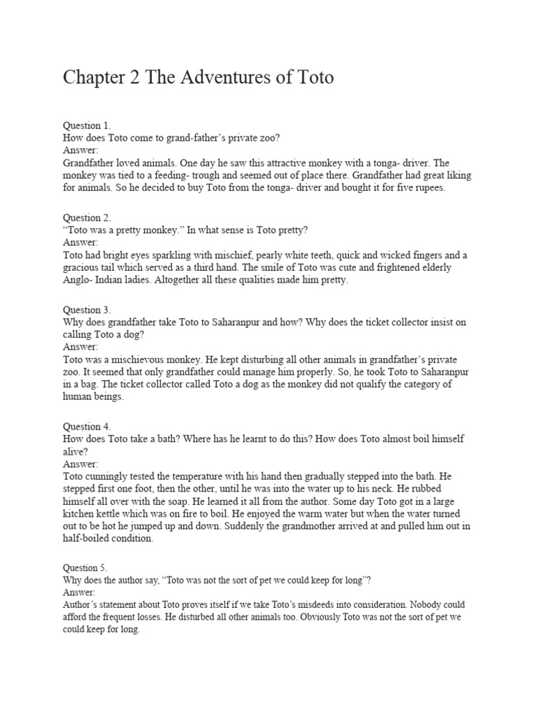 Chapter 2 The Adventures of Toto | PDF