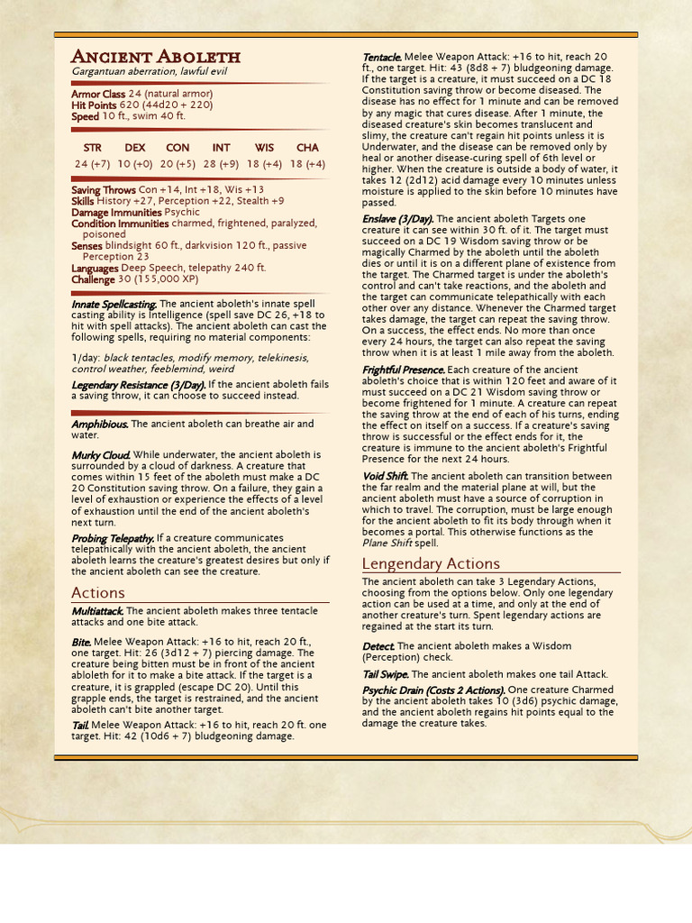 Ancient Aboleth | PDF