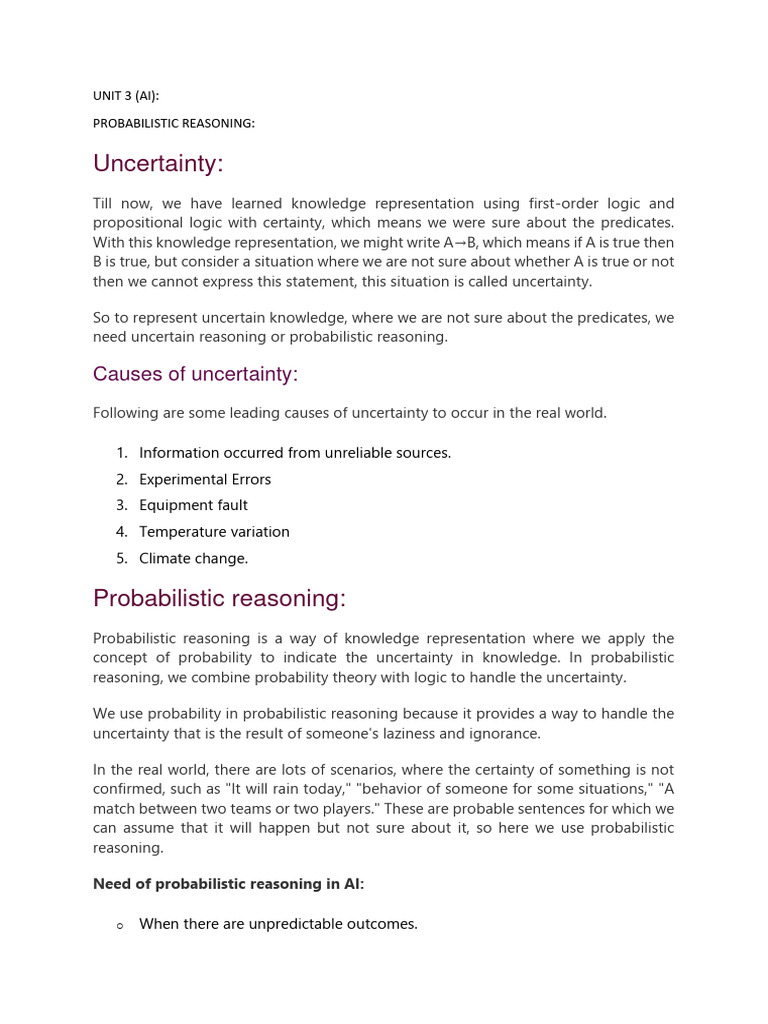 Causes of Uncertainty | PDF | Probability | Bayesian Inference