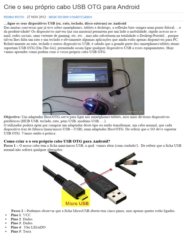 Crie o Seu Próprio Cabo USB OTG para Android | PDF | USB | Android (sistema operacional)