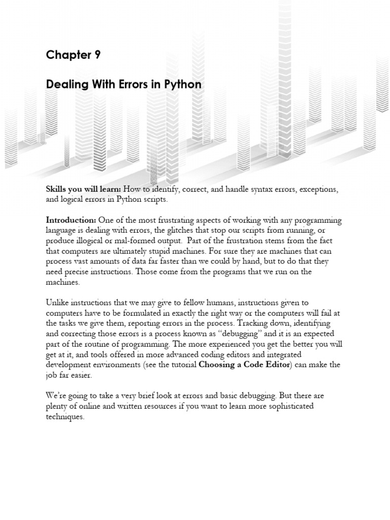 CH9 - Dealing With Errors in Python | PDF | Computer Programming ...