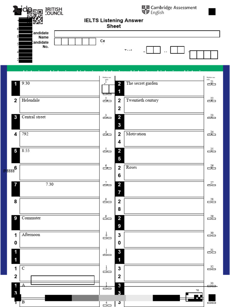 Blank-Answer-Sheet-Listening IELTS Mock | PDF | Languages Of The United ...
