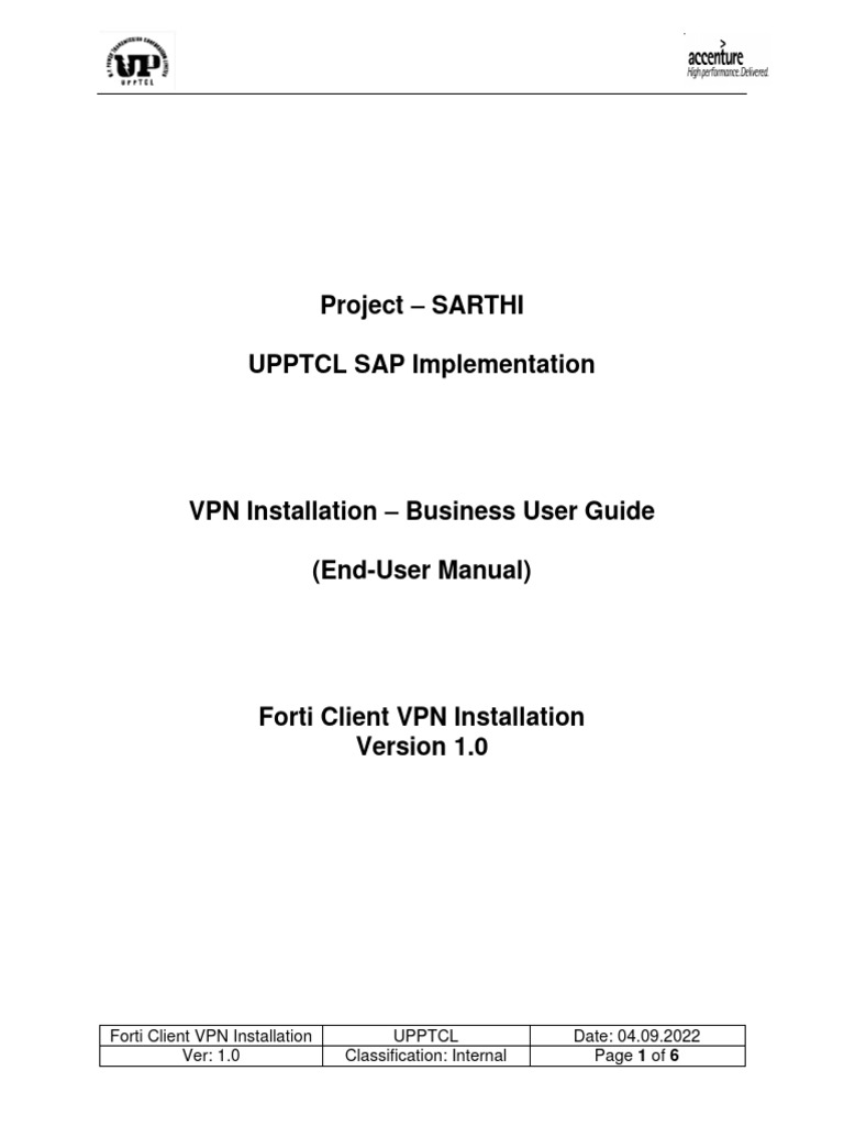 FortiClient VPN Installation Document V1.0 | PDF | Screenshot | Computing