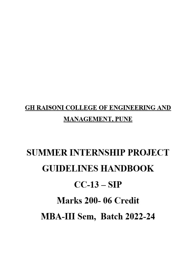 SIP Guidelines Handbook for MBA Students | PDF | Marketing | Data Analysis