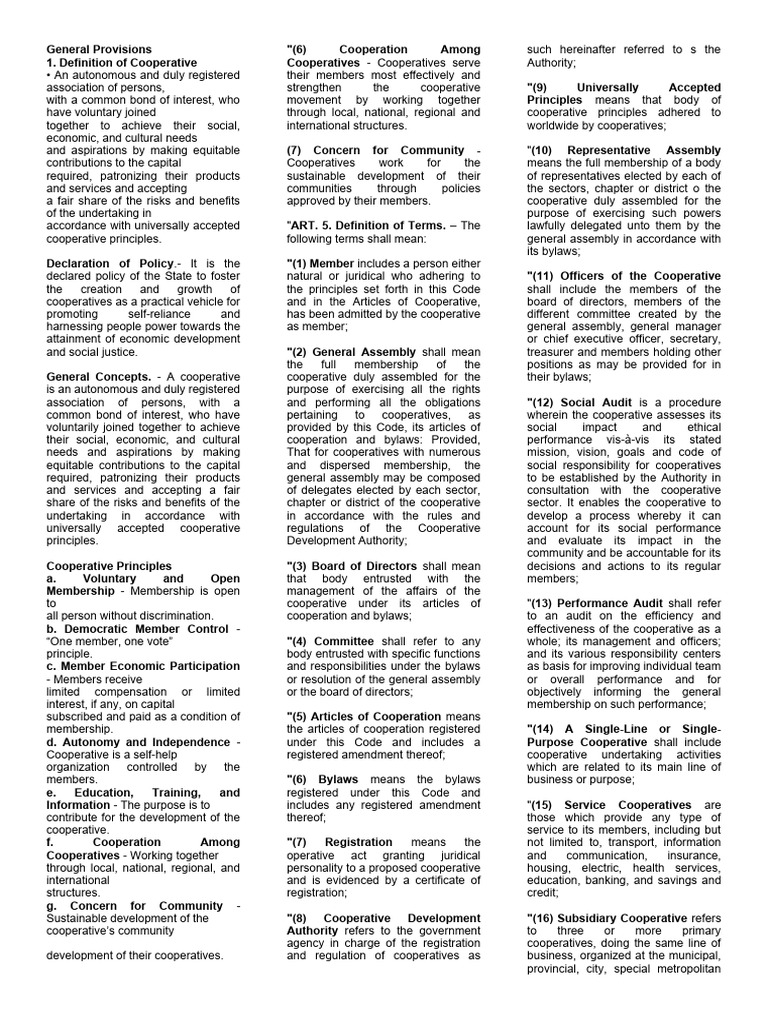 General Provisions | PDF | Cooperative | Taxes