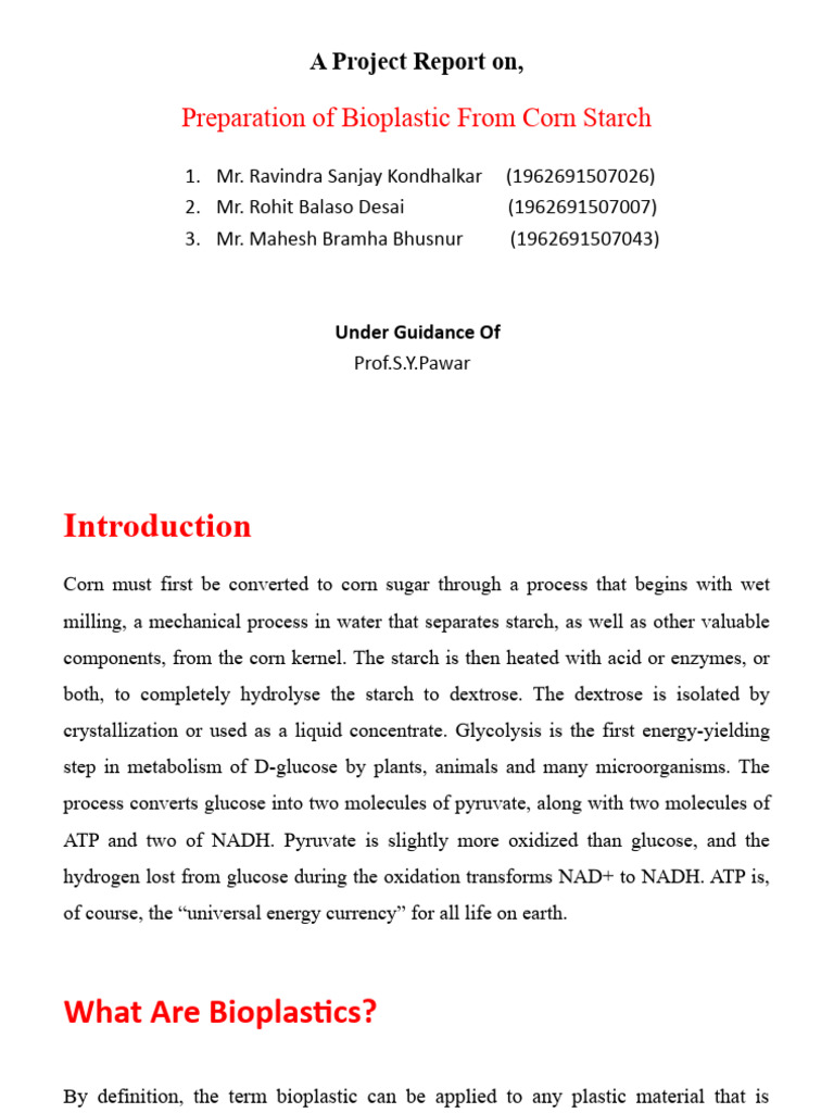 Corn Starch Bioplastic Preparation Guide | PDF | Starch | Corn Starch