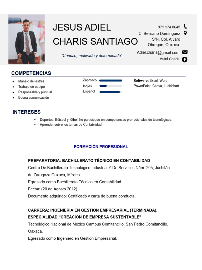 Curriculum Vitae - Jesús Adiel Charis Santiago | PDF