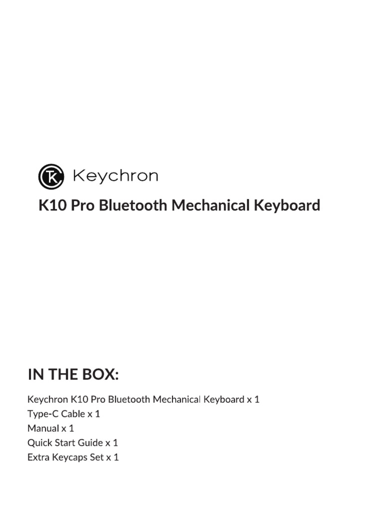 Keychron K10 Pro User Manual | PDF