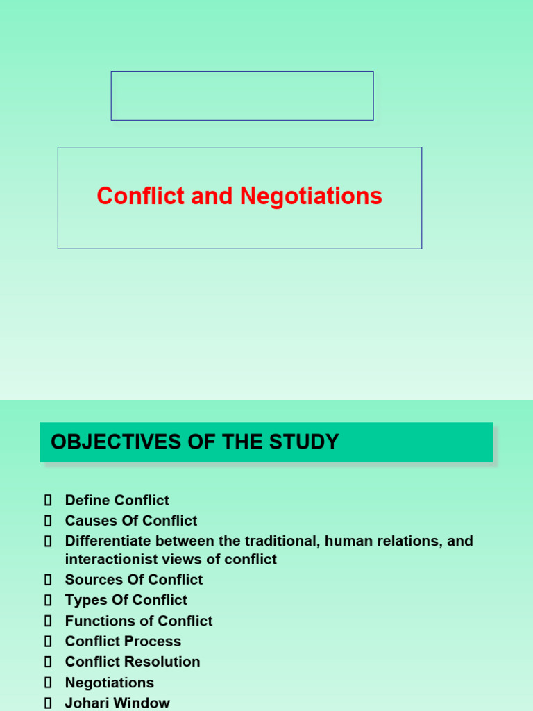 Conflict and Negotiations | PDF | Negotiation | Bargaining