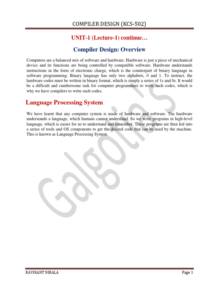 Compiler Design Unit-1 - 1 Cont.. | PDF | Compiler | Programming Compiler Design Unit-1 - 1 Cont.. | PDF | Compiler | Programming