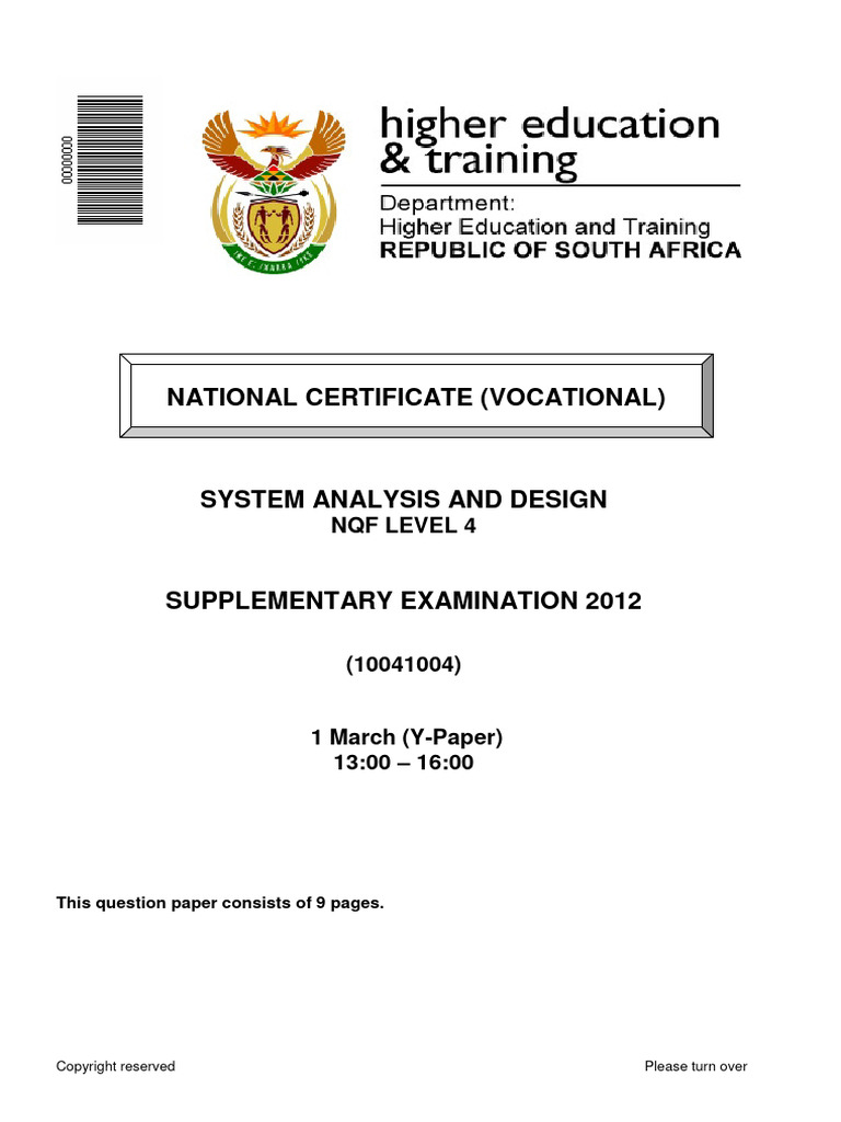 NC2430 - System Analysis and Desigh Level 4 Supp 2012 | PDF ...