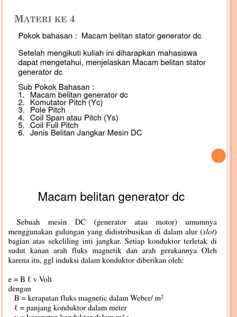Macam Belitan Stator Generator DC | PDF