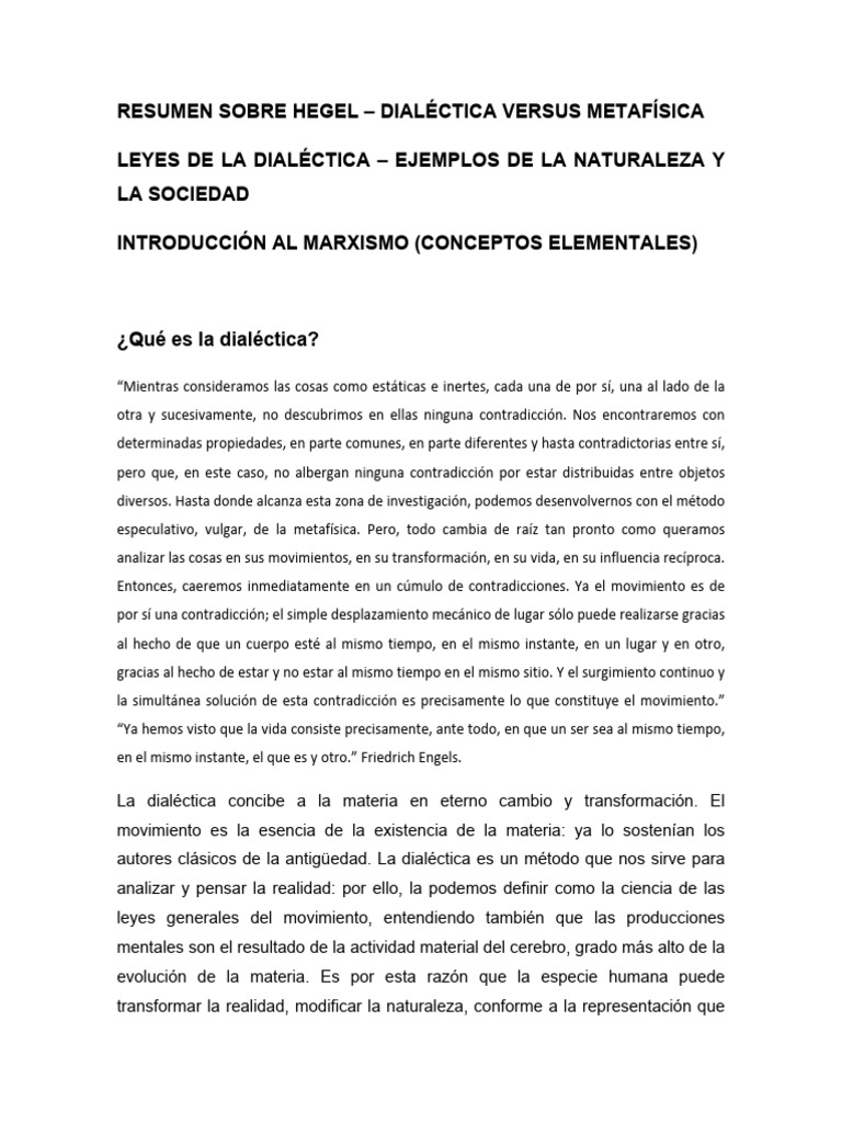 Resumen Hegel - Dialetica | PDF | Dialéctico | La teoría de la ...