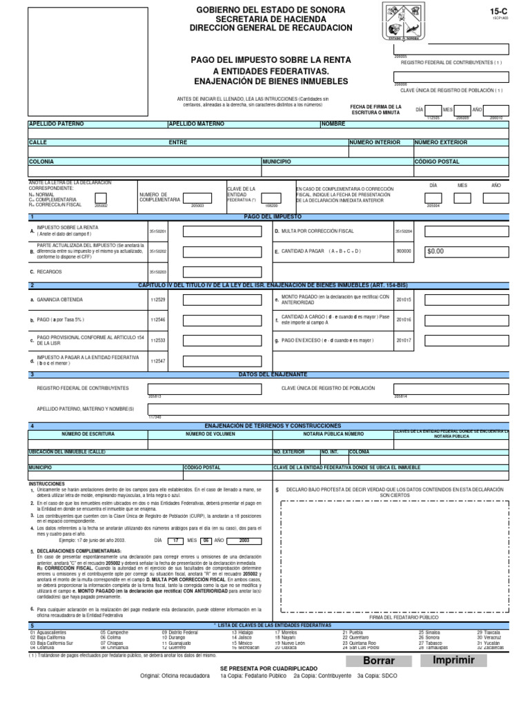 Formulario 15-C para Enajenación de Bienes | PDF | Impuestos