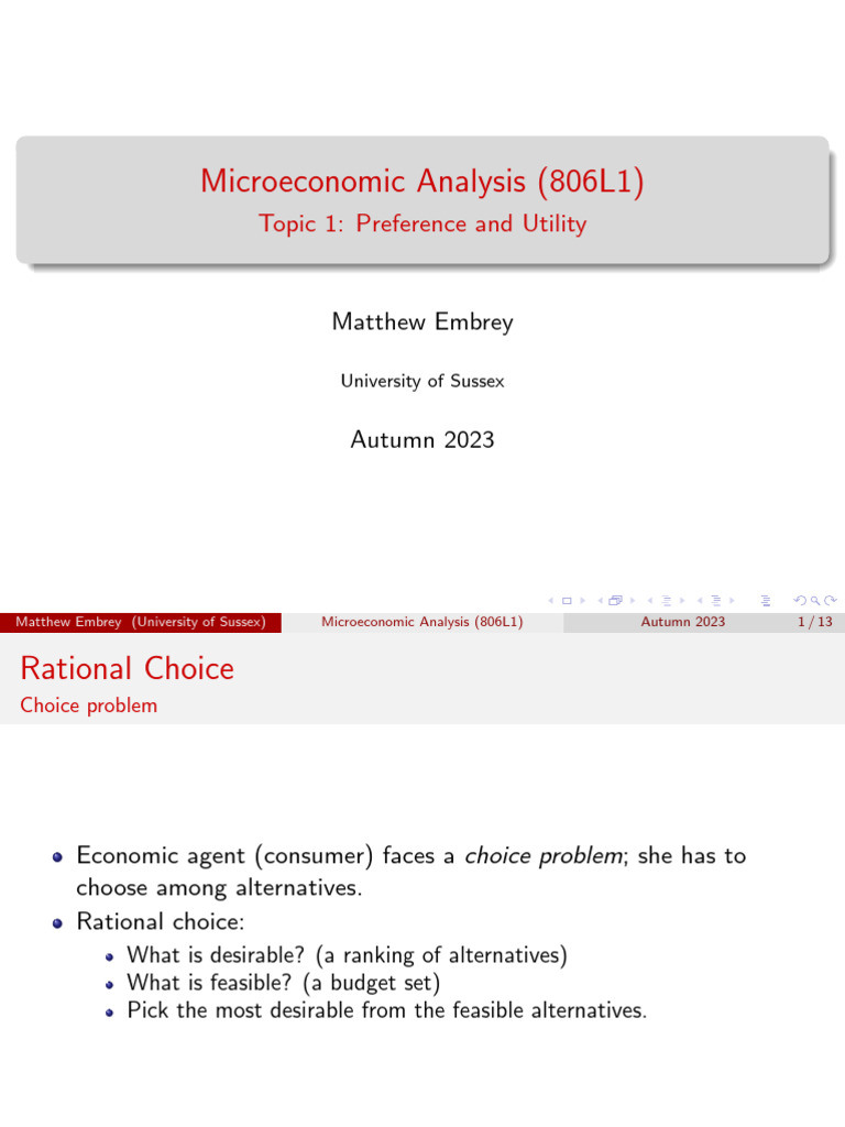 MiA T1 PreferencesUtility | PDF | Utility | Mathematics