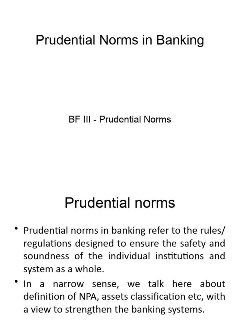 BF III - Prudential Norms | PDF | Bankruptcy | Banks