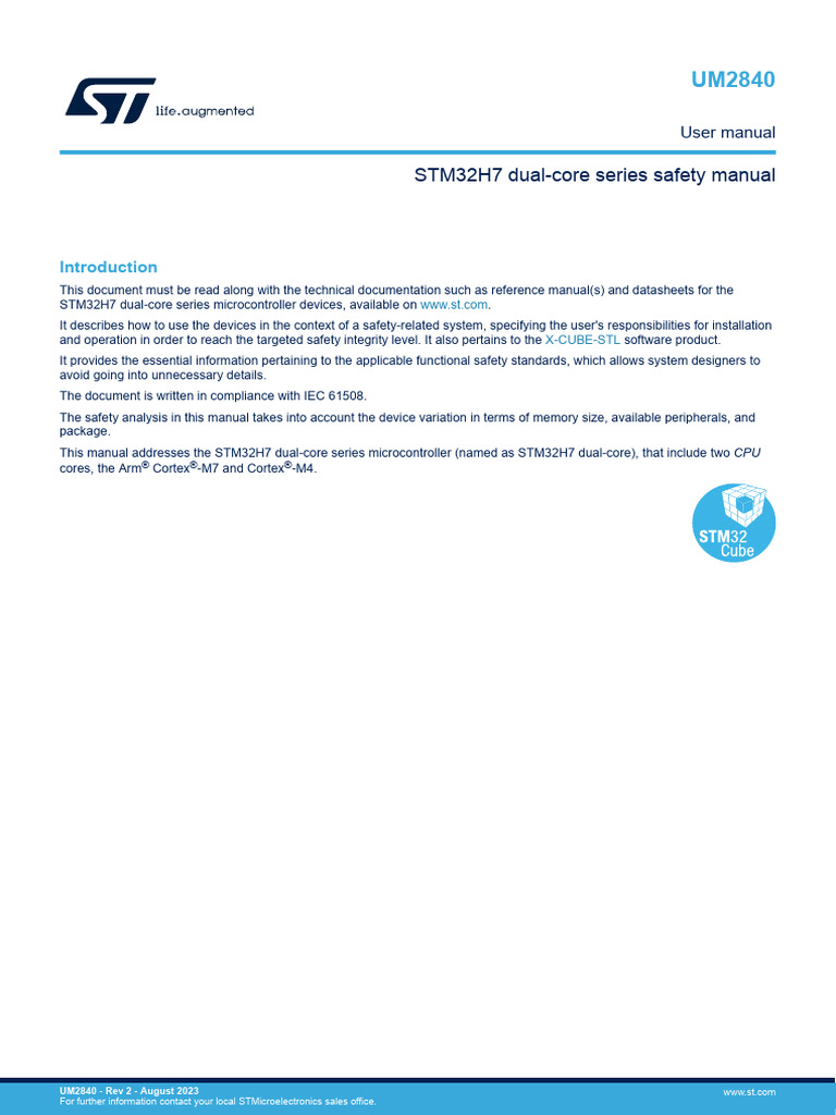 Um2840 stm32h7 Dualcore Series Safety Manual Stmicroelectronics | PDF ...