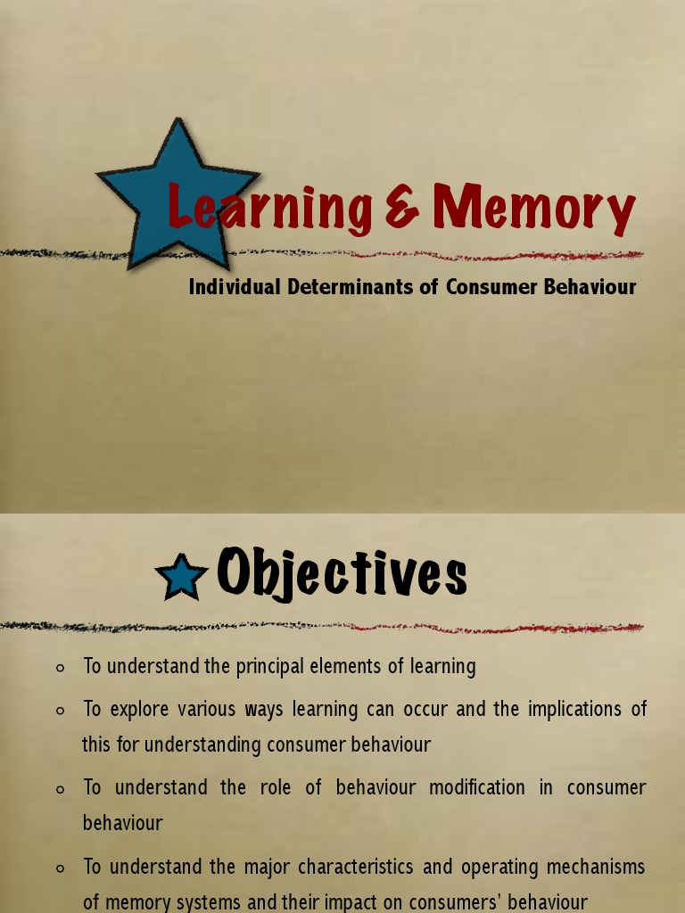 Learning & Memory: Individual Determinants of Consumer Behaviour | PDF | Classical Conditioning ...
