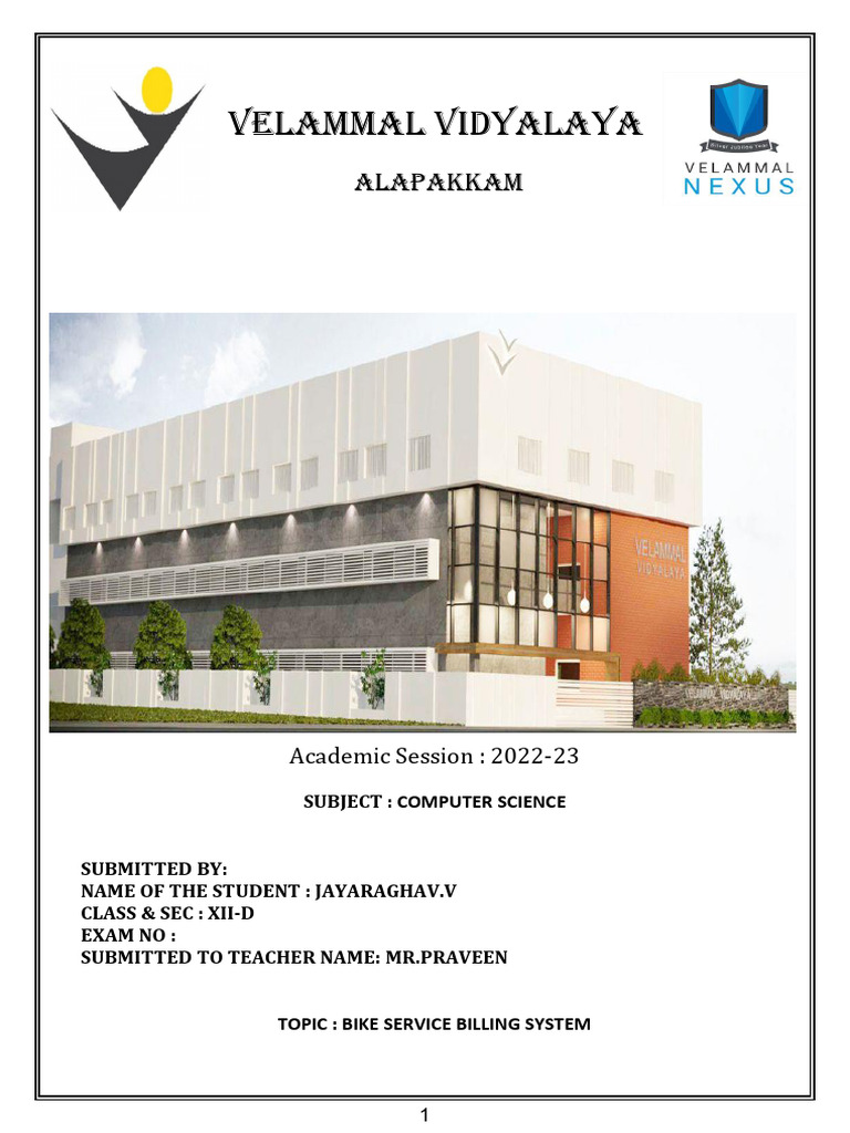 CS Project Sample 33 Pages | PDF | Databases | Software Engineering