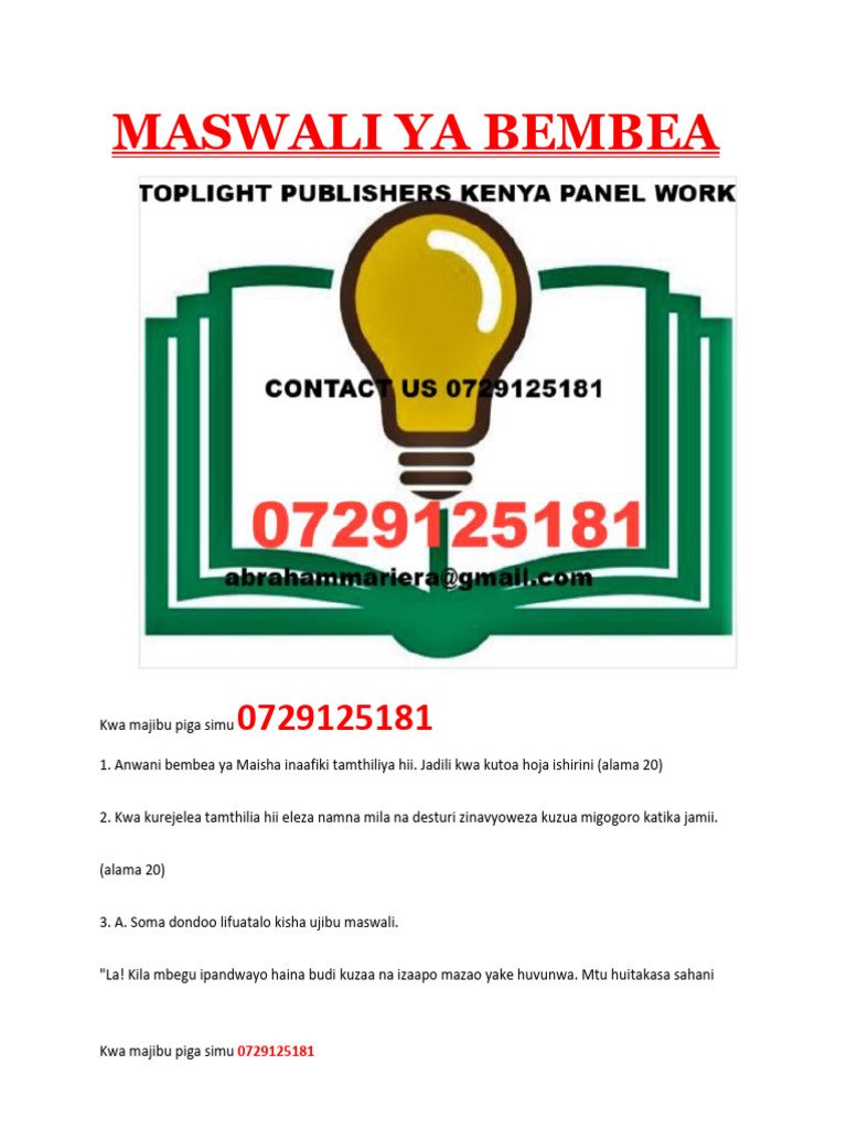 Bembea Ya Maisha Maswali | PDF