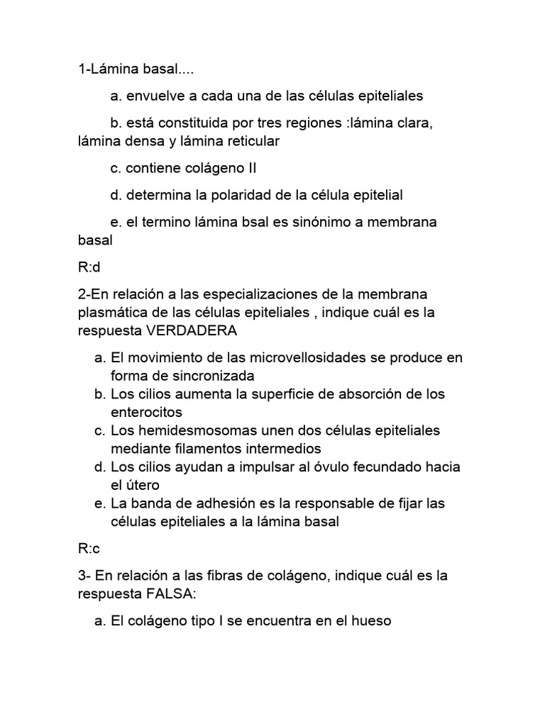 Examen de Biologia Celular II | PDF | Cartílago | La matriz extracelular