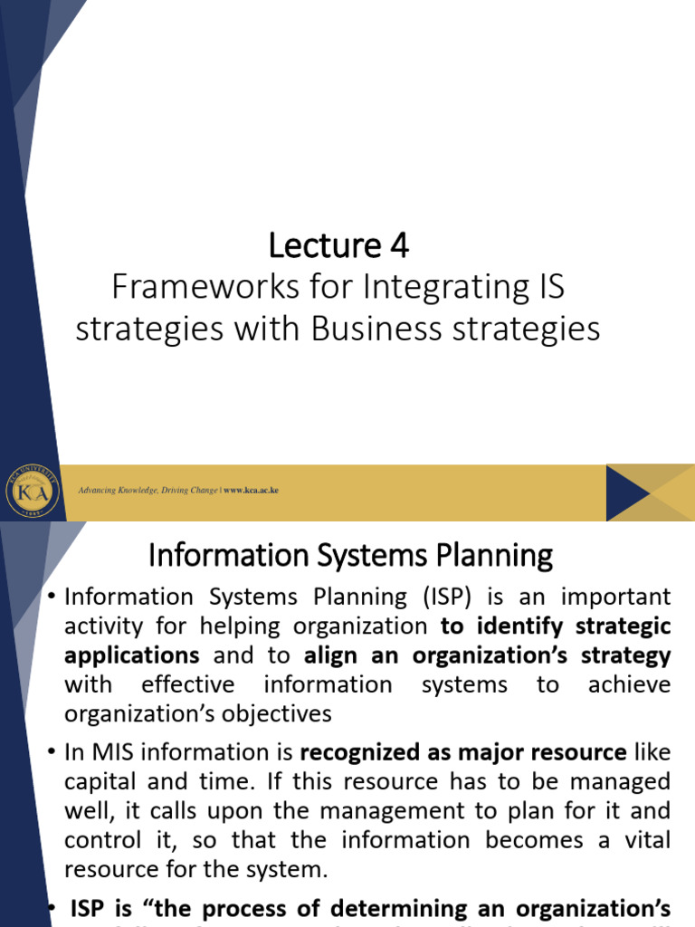 Lecture 4 - Frameworks For Integrating IS and Business Strategies | PDF ...
