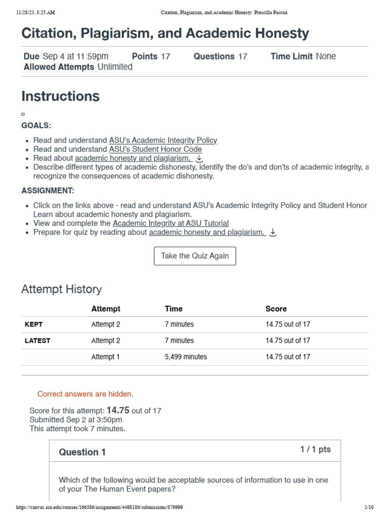 Citation Plagiarism and Academic Honesty Prescilla Pascua | PDF ...