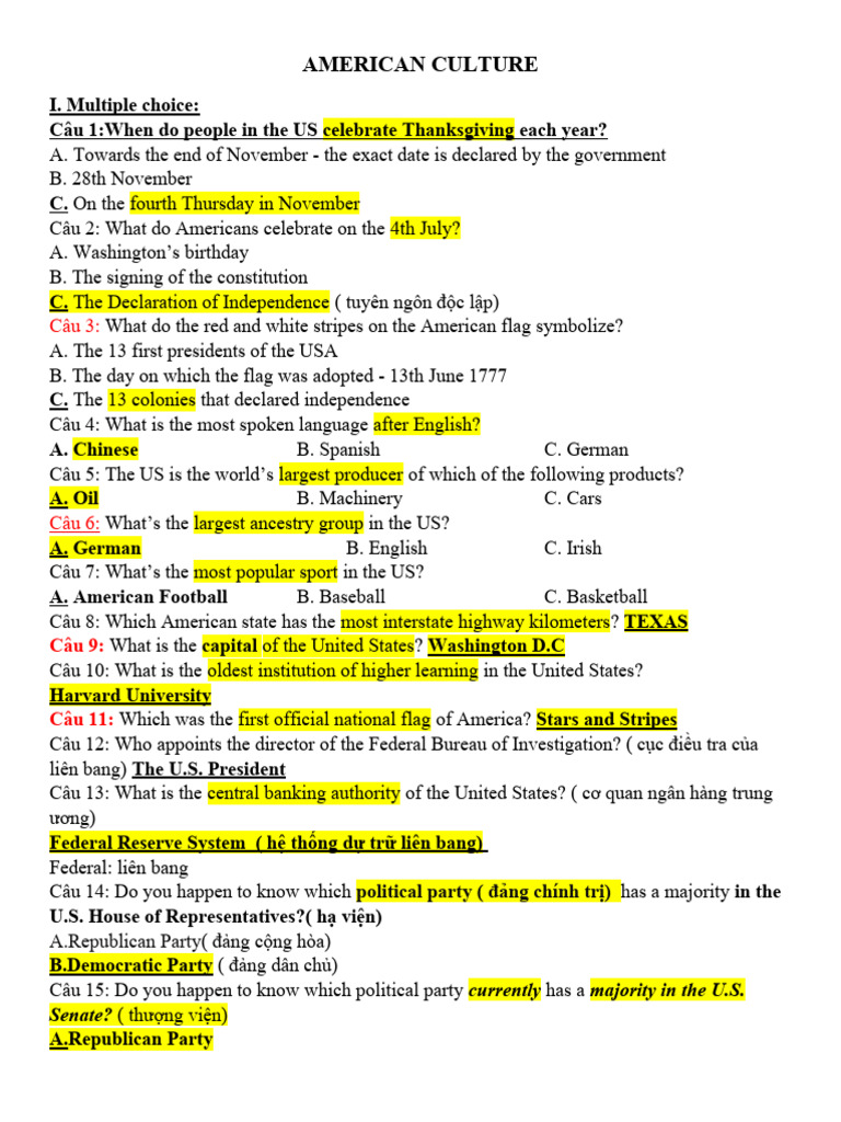 American Culture | PDF | The United States | Presidents Of The United ...