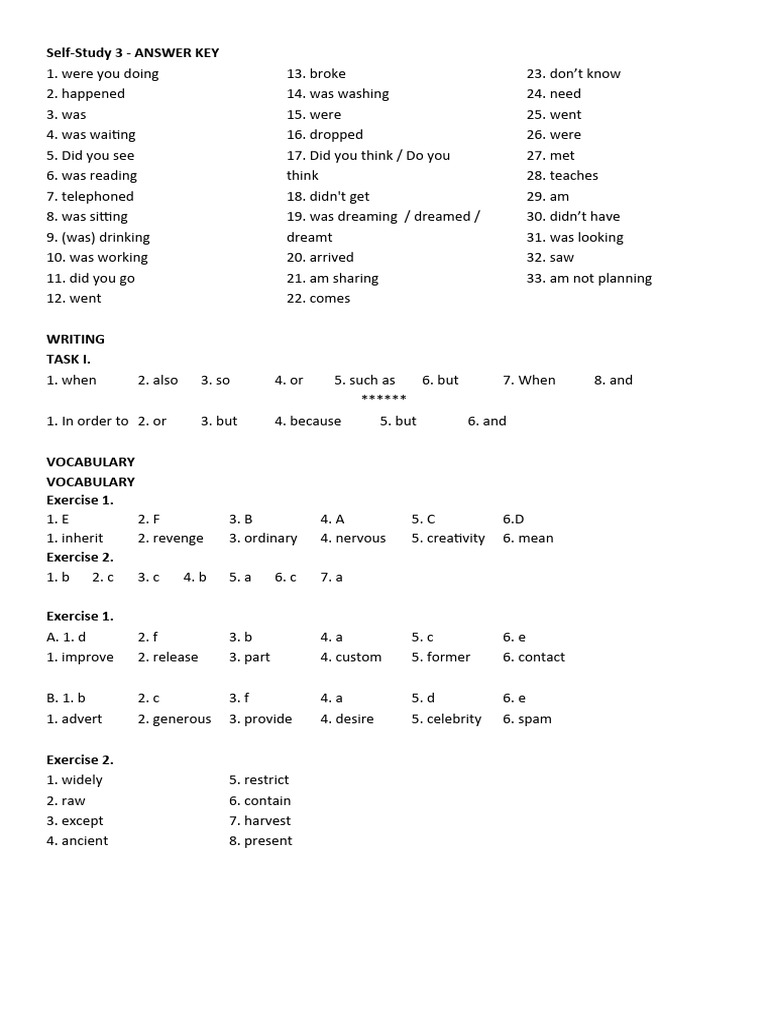 Self-Study 3 KEY | PDF