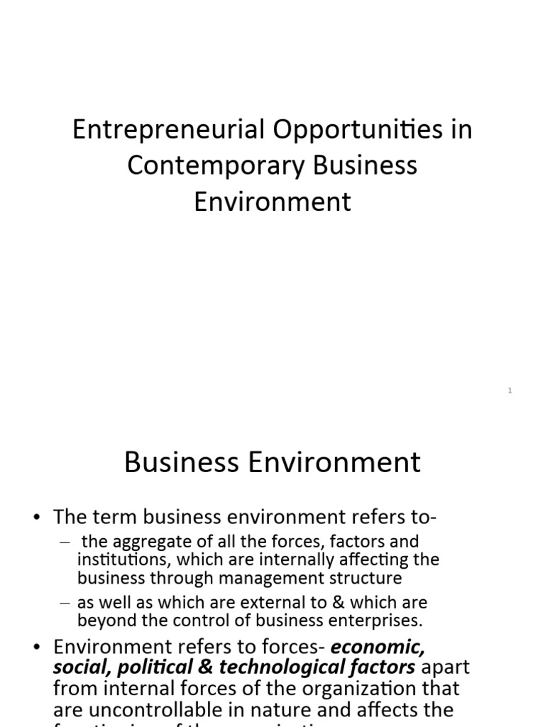 Entrepreneurial Opportunities in Contemporary Business Environment ...