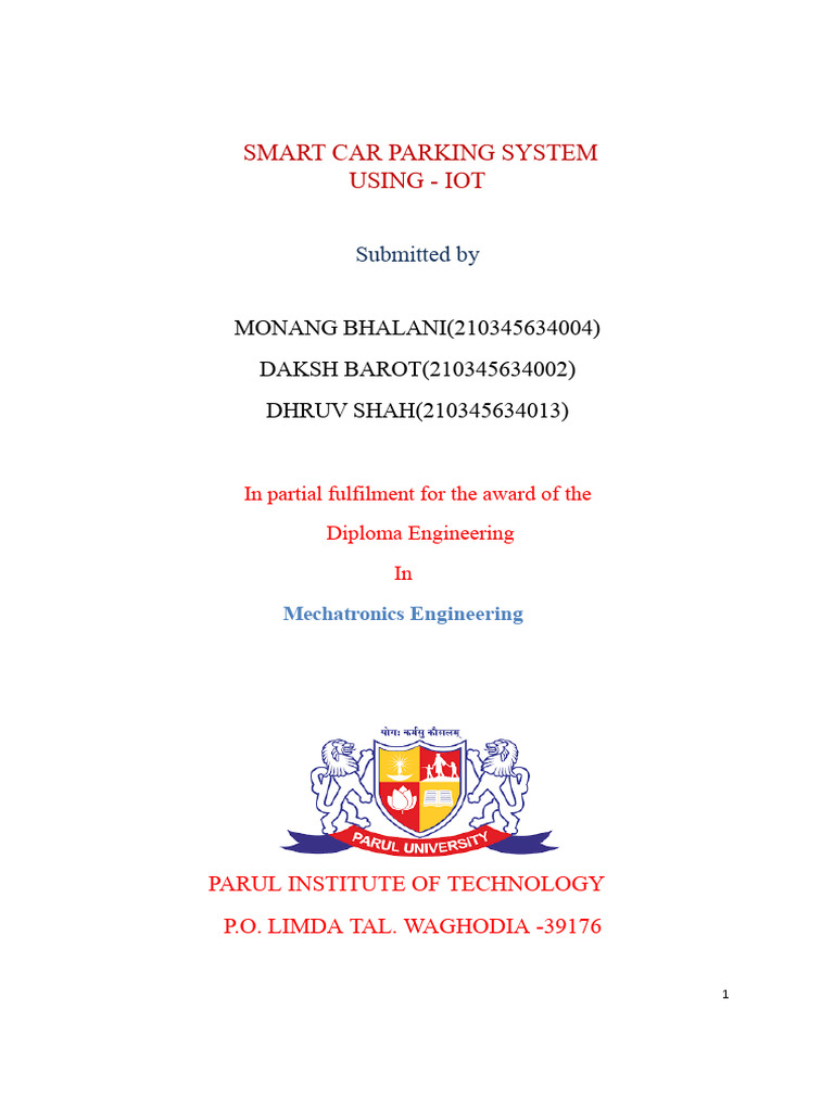 Final Project Report-5th Sem | PDF | Parking | Internet Of Things