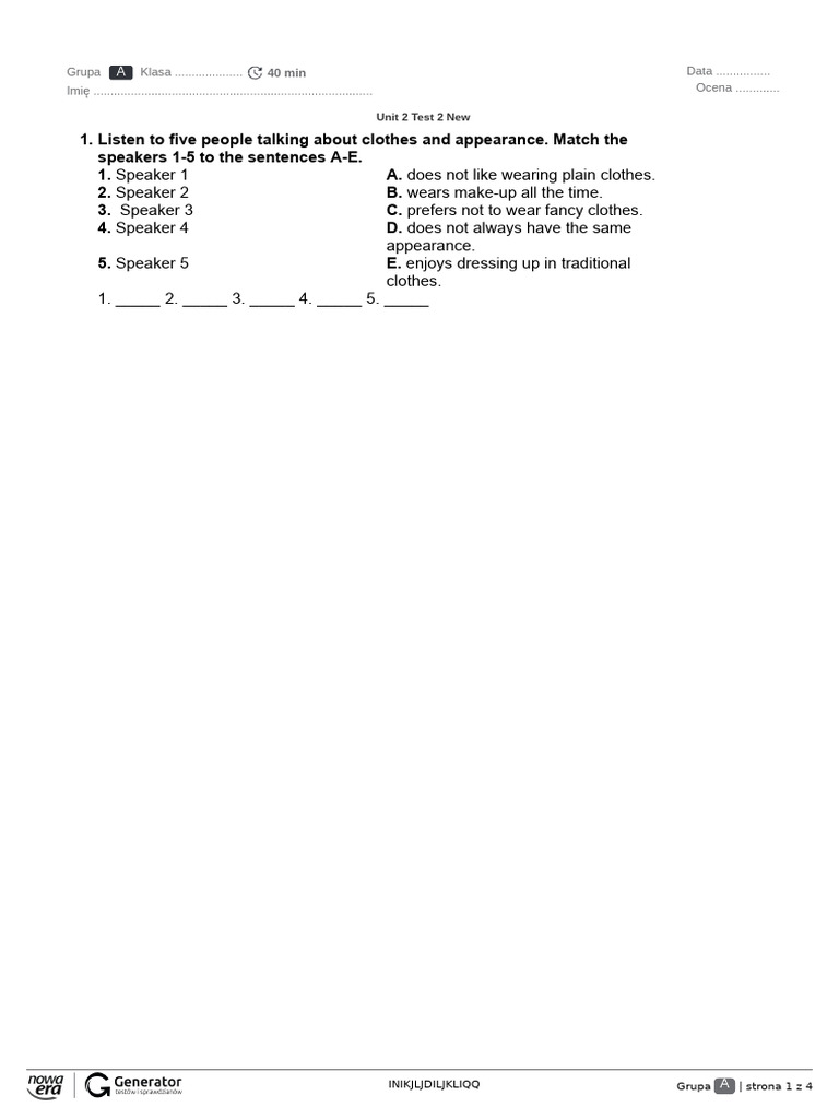 Unit 2 Test 2 New Test - SPE | PDF | Clothing | Softlines (Retail)