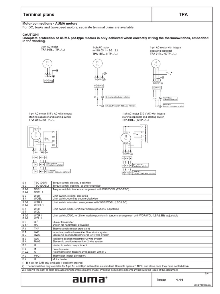 AUMA Motor Terminal Plans Guide | PDF | Components | Machines