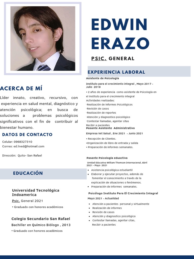 Edwin Edgar Erazo Brito Curriculum Actualizado | Descargar gratis PDF ...
