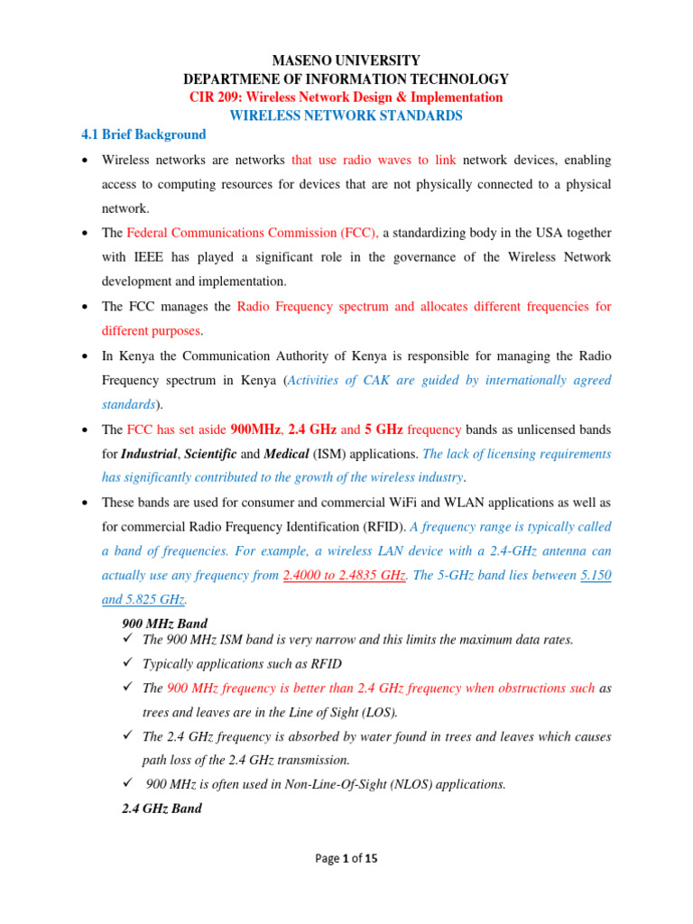 CIR 209 (Lecture 9) - Wireless Network Design & Implementation | PDF | Ieee 802.11 | Wireless Lan