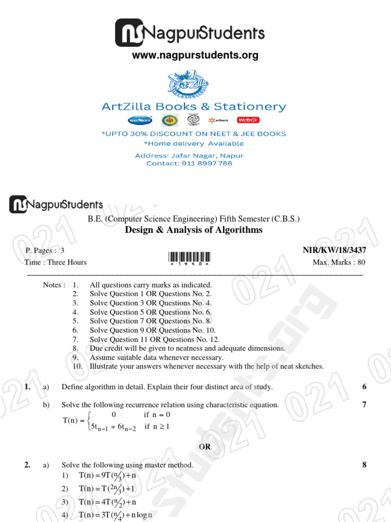 (NagpurStudents - Org) Design & Analysis of Algorithms | PDF | Computational Complexity Theory ...