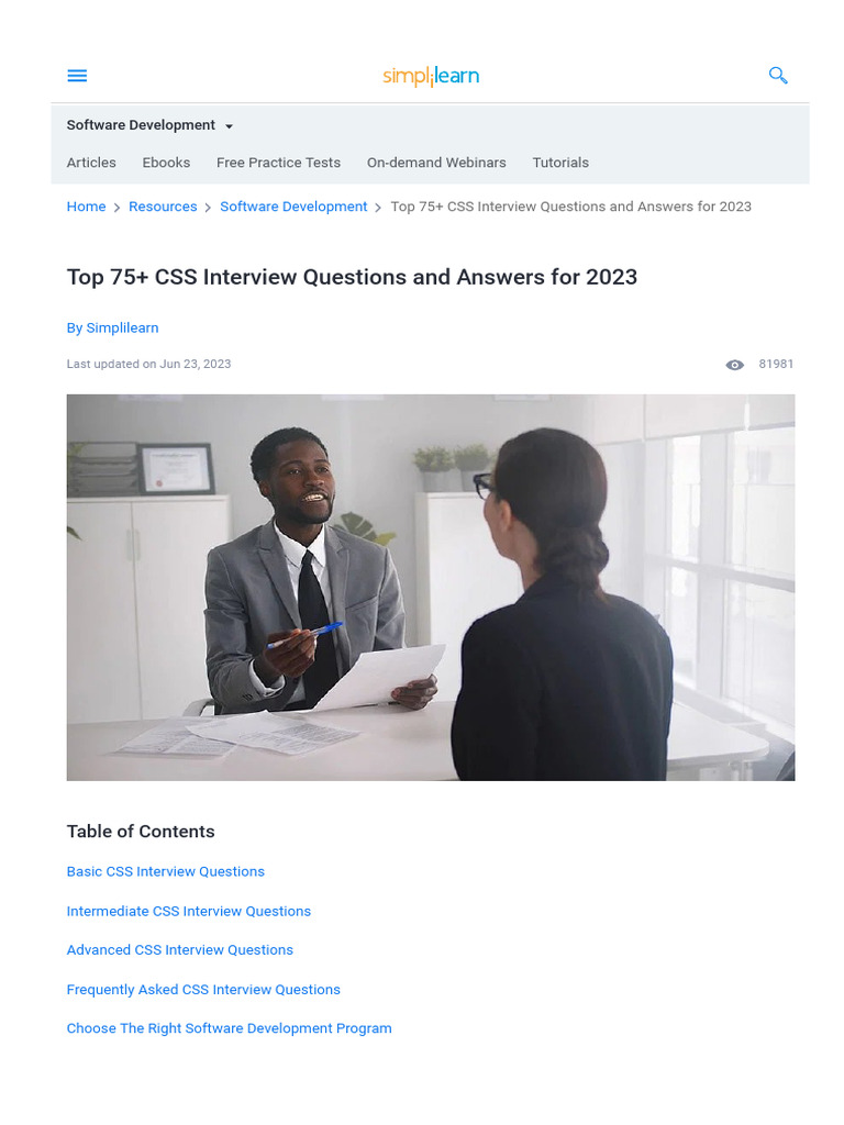 CSS Interview Questions for 2023 | PDF | Html Element | Html