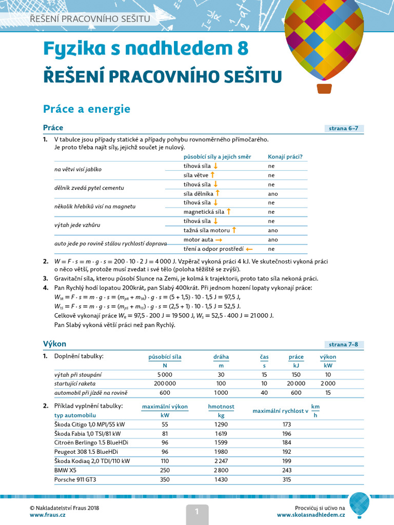 Fyzika 8 Řešení | PDF